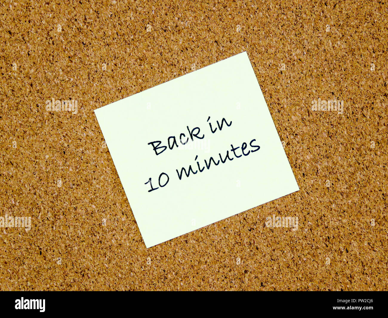 Back in 10 minutes sign hi-res stock photography and images - Alamy