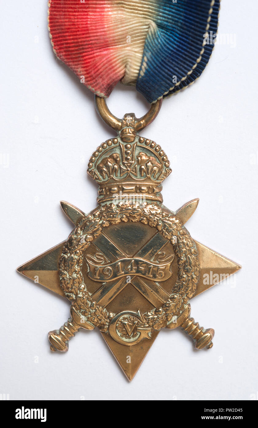 WW1 British Campaign Medal, the British 1914-15 Star on a white ...