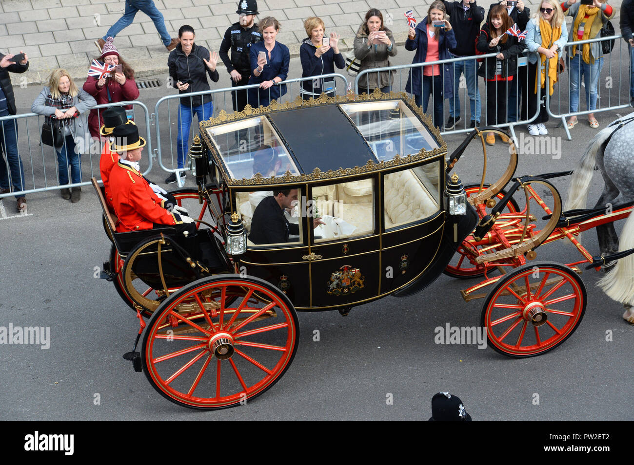 Carriage procession through Windsor following the wedding of Princess ...