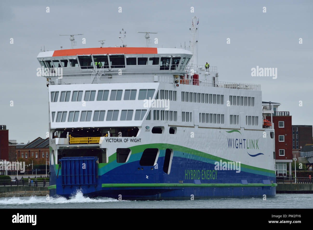 Wightlink's latest hybrid fuel ferry the Victoria of Wight seen ...