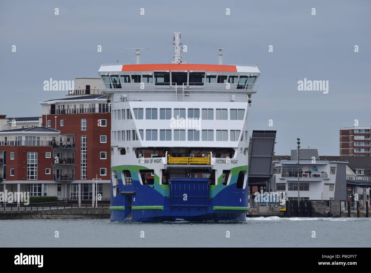 Wightlink's latest hybrid fuel ferry the Victoria of Wight seen ...