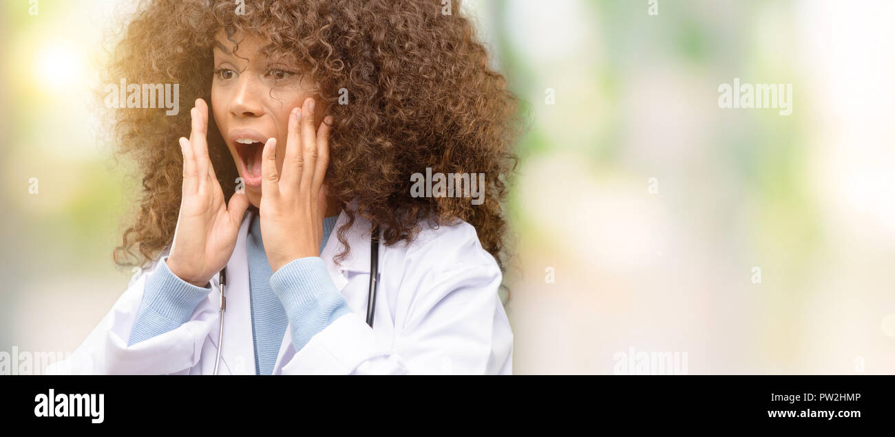 African american doctor woman, medical professional working stressful ...