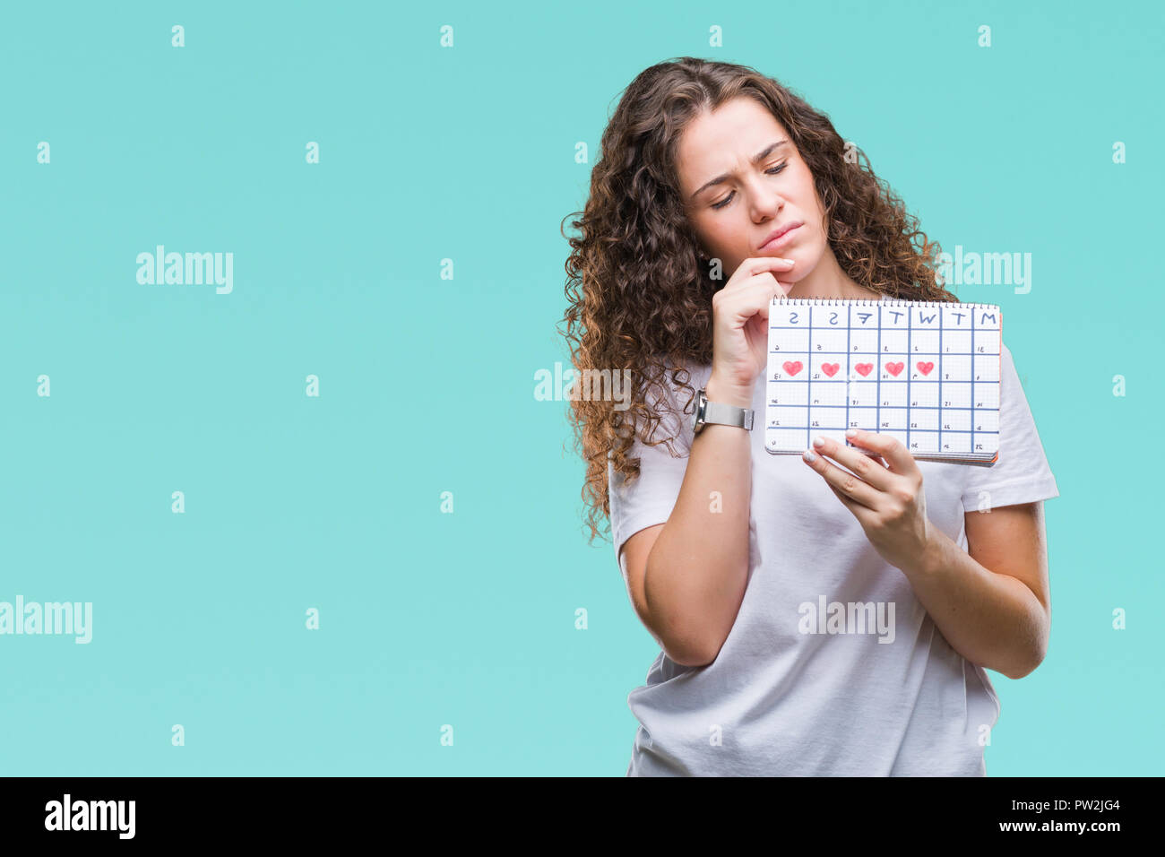 Woman and calendar and confused hi-res stock photography and images - Alamy