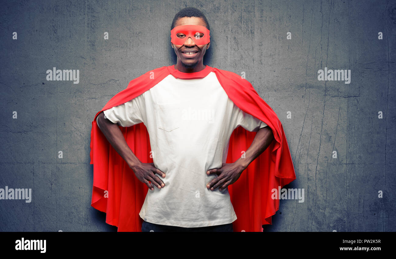 African black super hero man confident and happy with a big natural ...