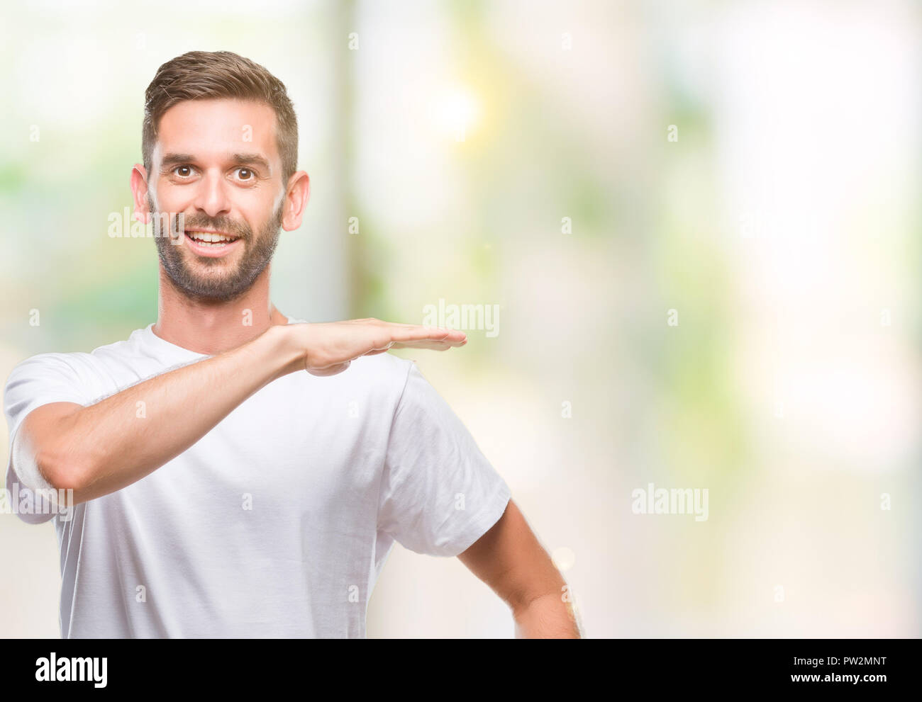 Young handsome man over isolated background gesturing with hands ...