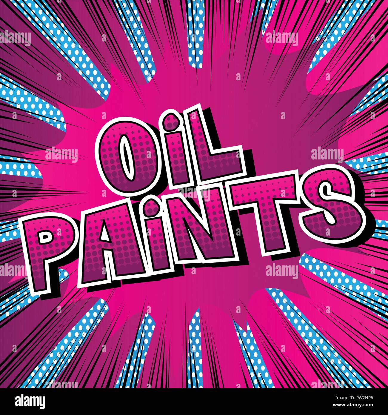 Oil Paints - Vector illustrated comic book style phrase Stock Vector ...