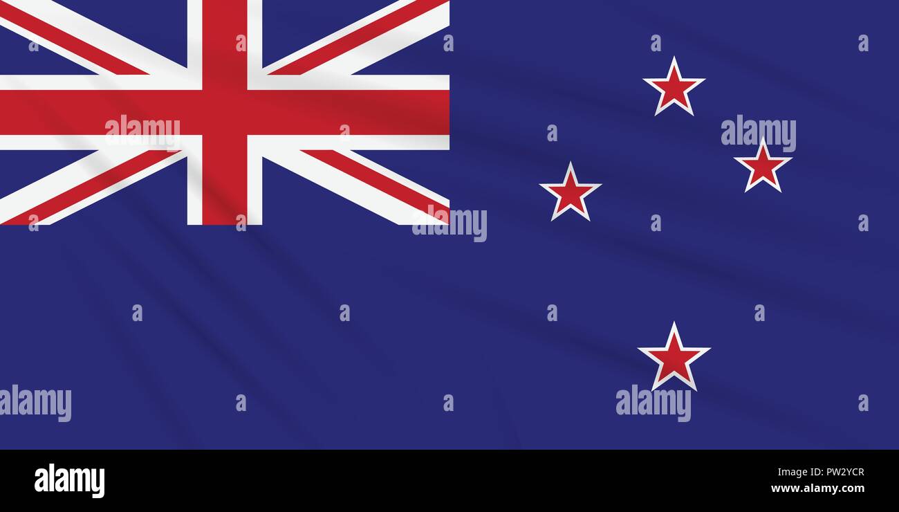 Flag New Zealand swaying in the wind, realistic vector Stock Vector ...