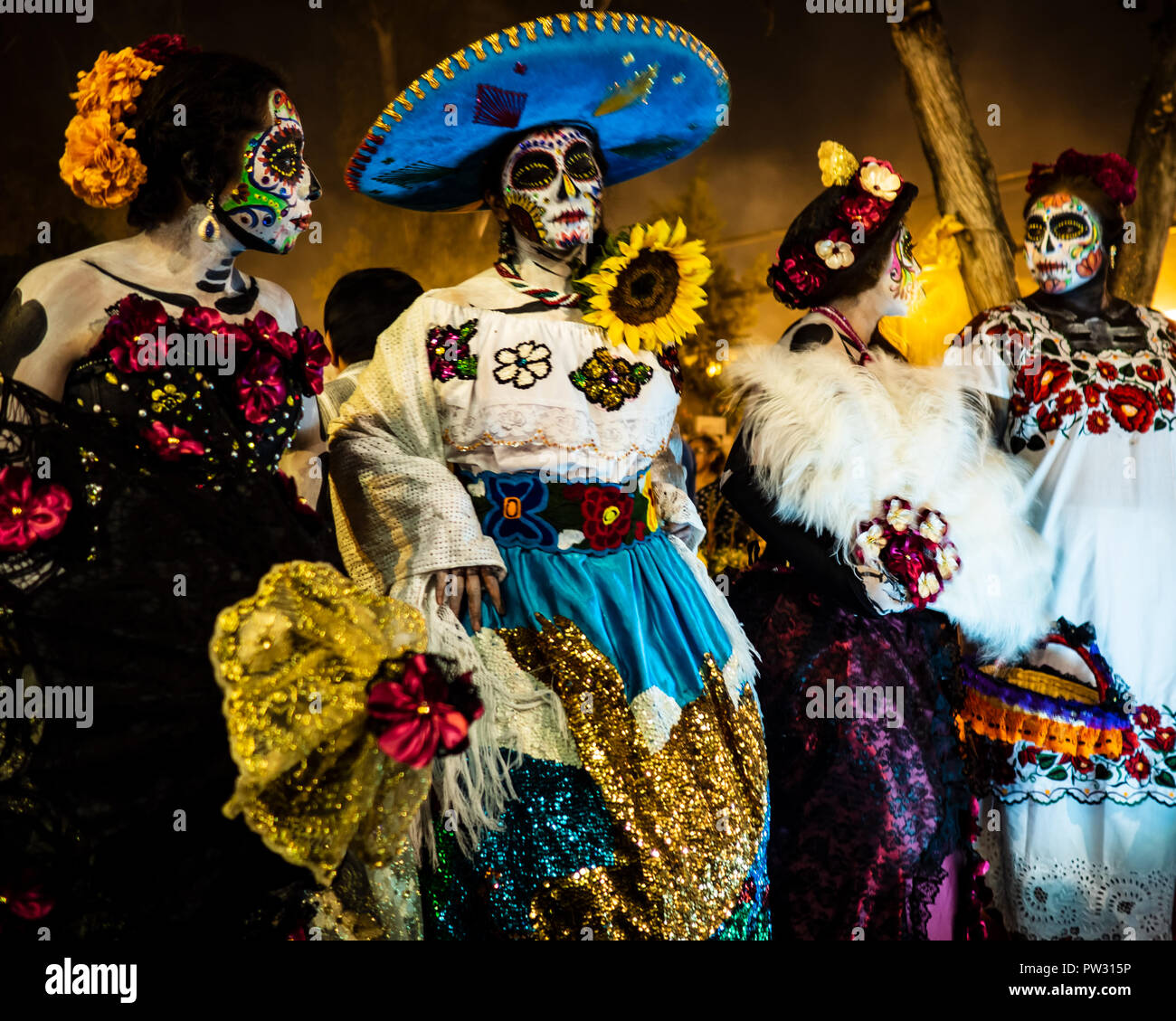 Beautifully Costumed Catrina Women on the Day of the Dead in Mixquic ...