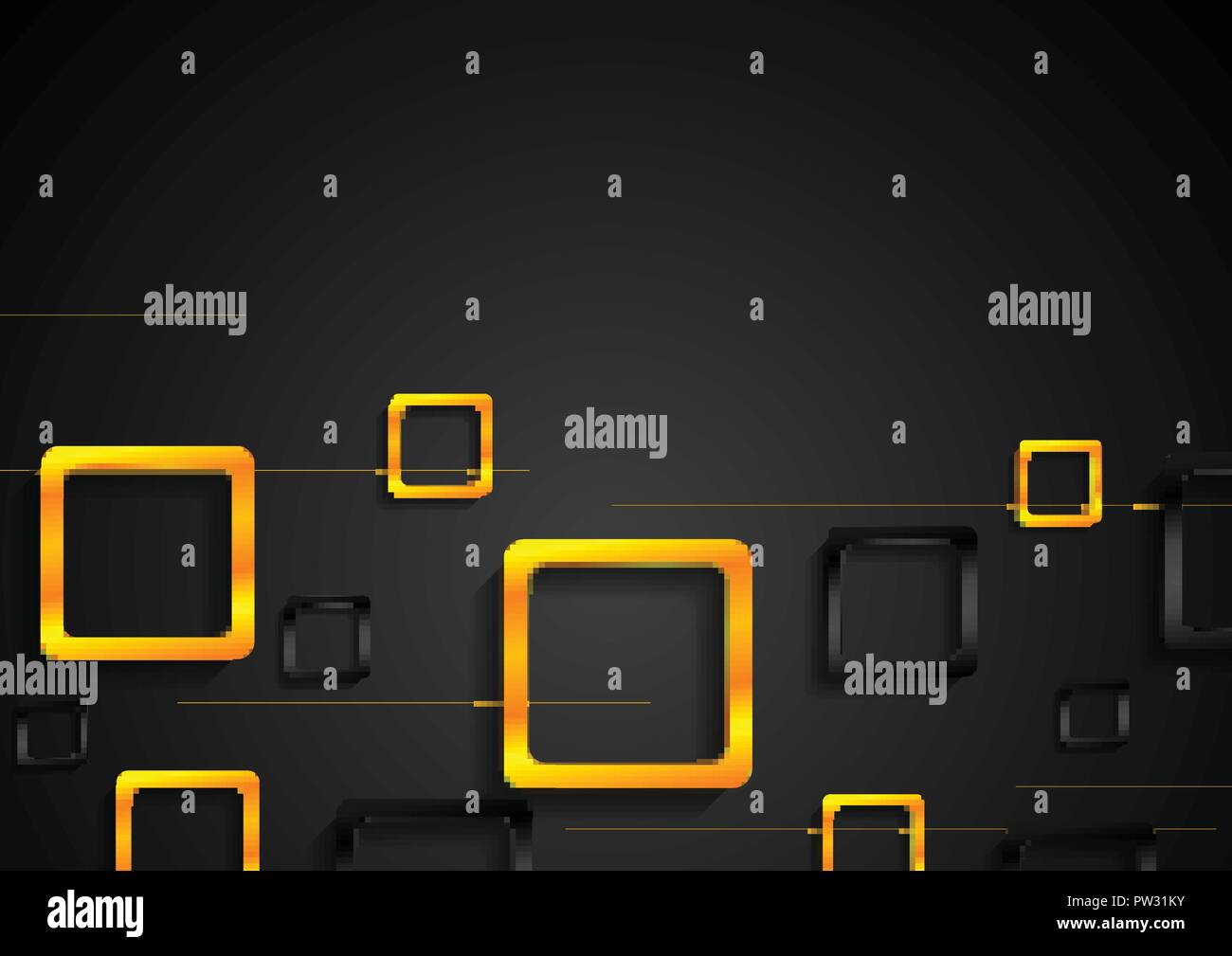 Hi-tech minimal background with black and orange squares. Vector ...