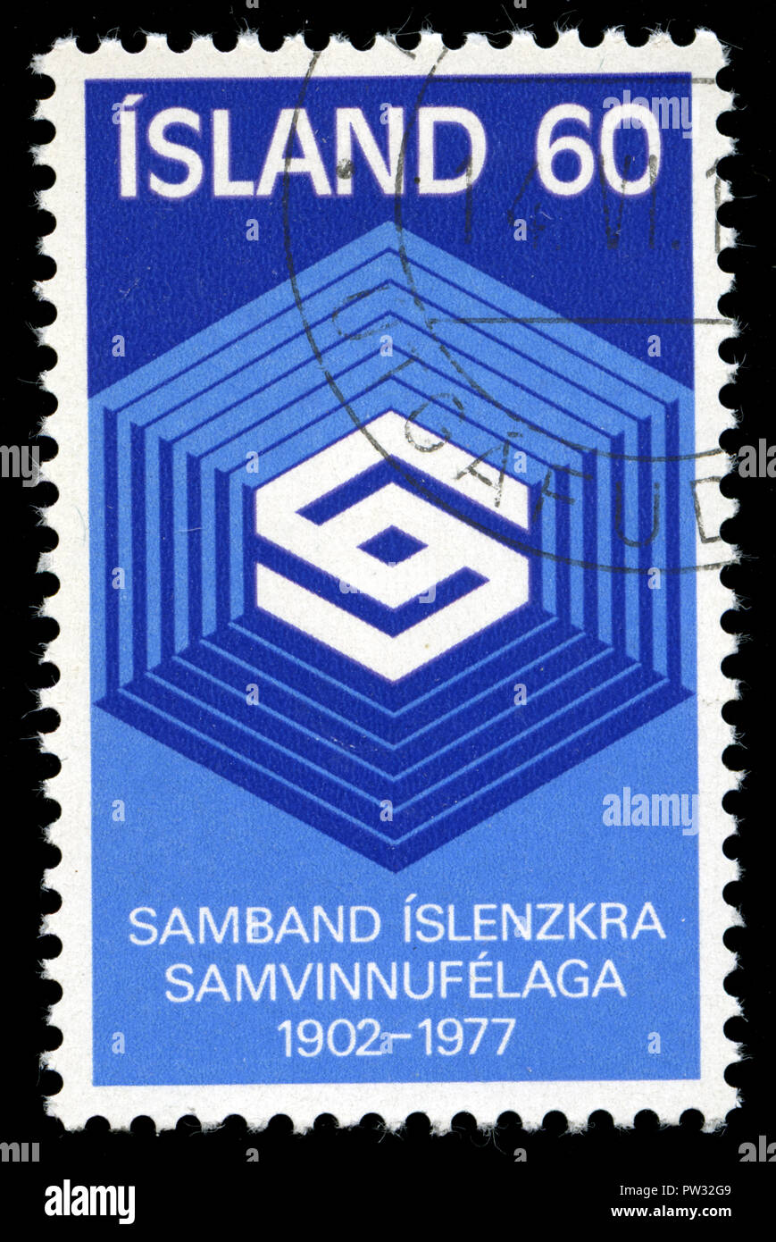 Postmarked stamp from Iceland in the Icelands cooperative series issued ...