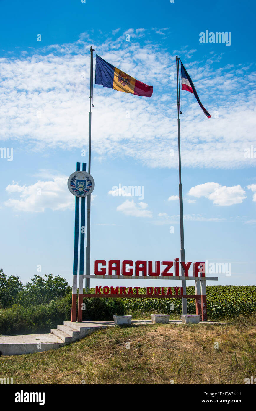 Old soviet entrance sign for the republic of Gagauzia, Comrat, Moldova ...