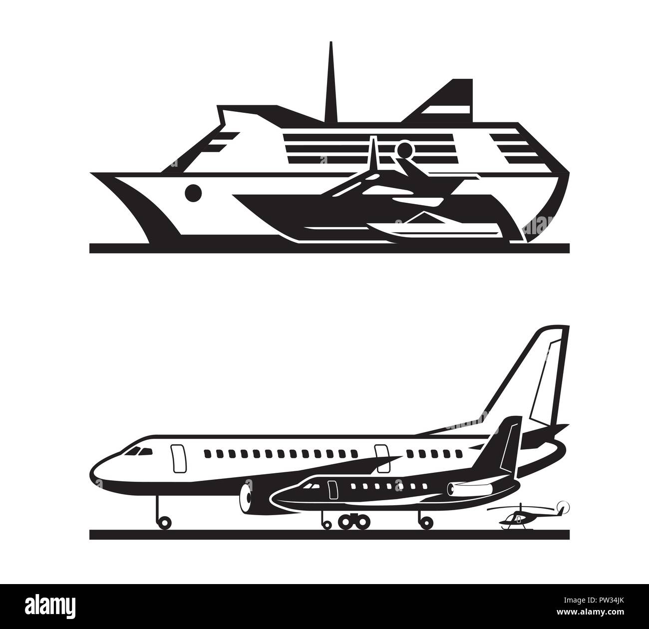 Passenger transport by sea and by air - vector illustration Stock ...