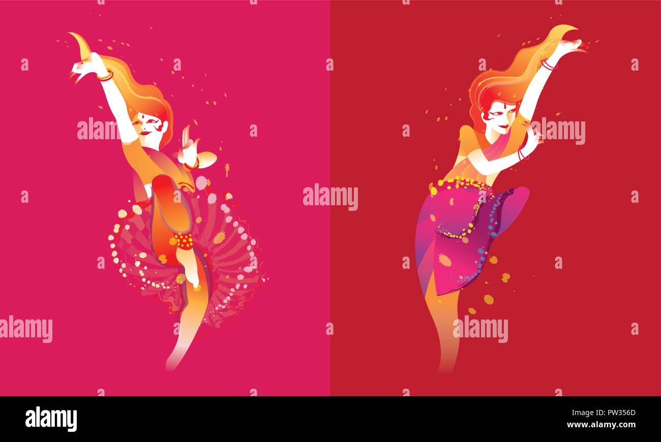 Vector of dancing woman with Indian style costume Stock Vector Image ...