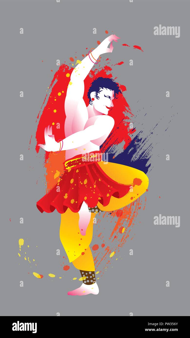 Isolated vector of a colourful dancing man with Indian costume ...