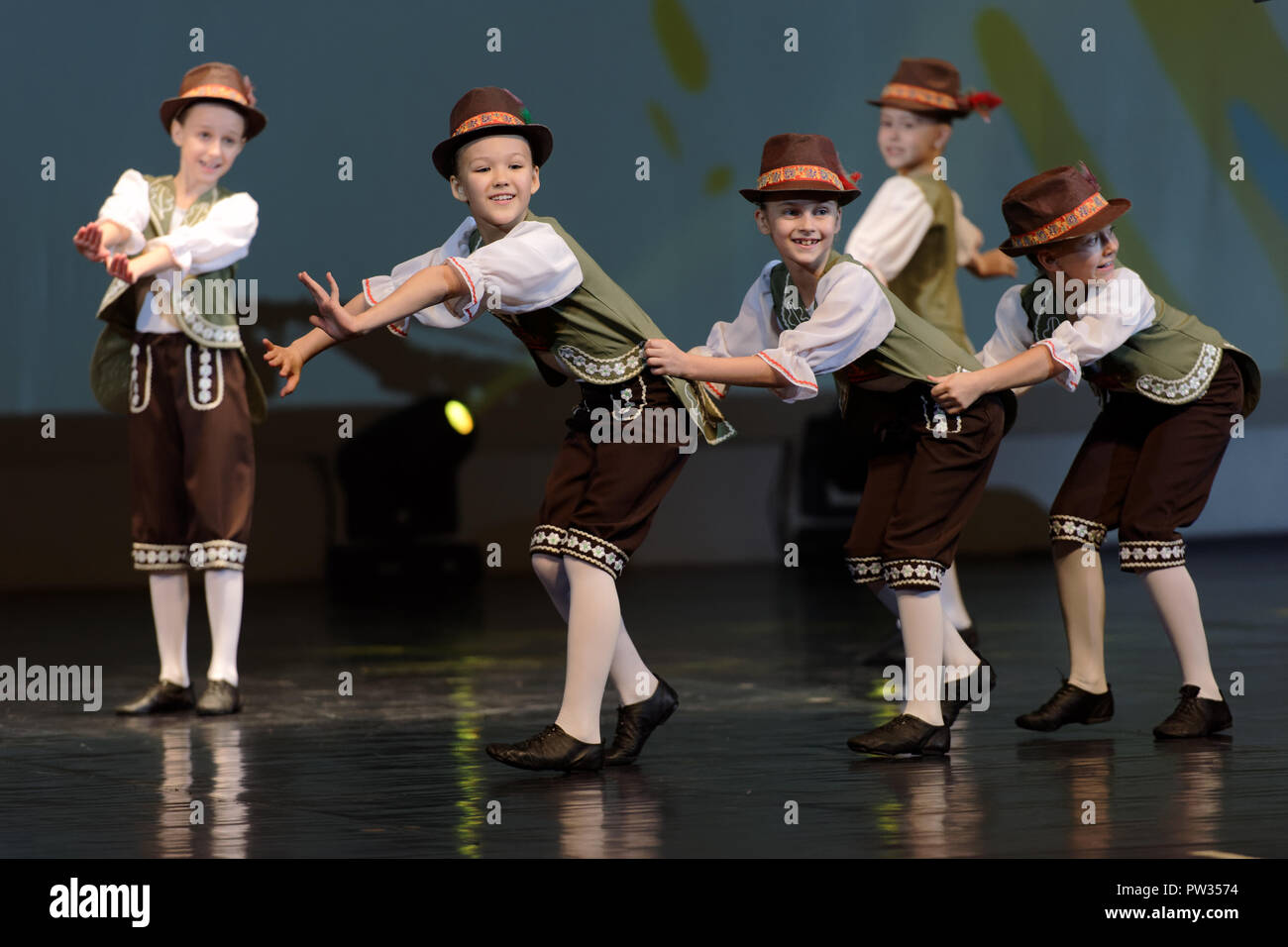 St. Petersburg, Russia - October 8, 2018: Children dance group performs ...