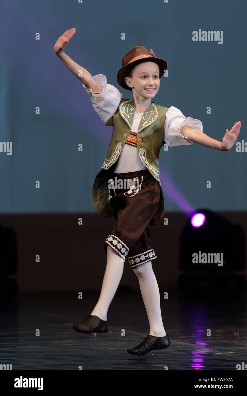 St. Petersburg, Russia - October 8, 2018: Children dance group performs ...