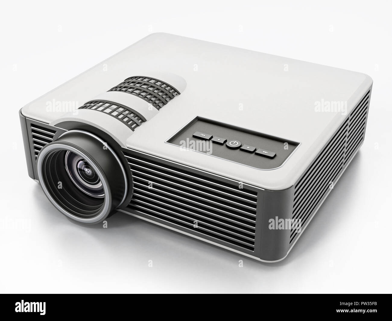 Generic projector isolated on white background. 3D illustration Stock ...