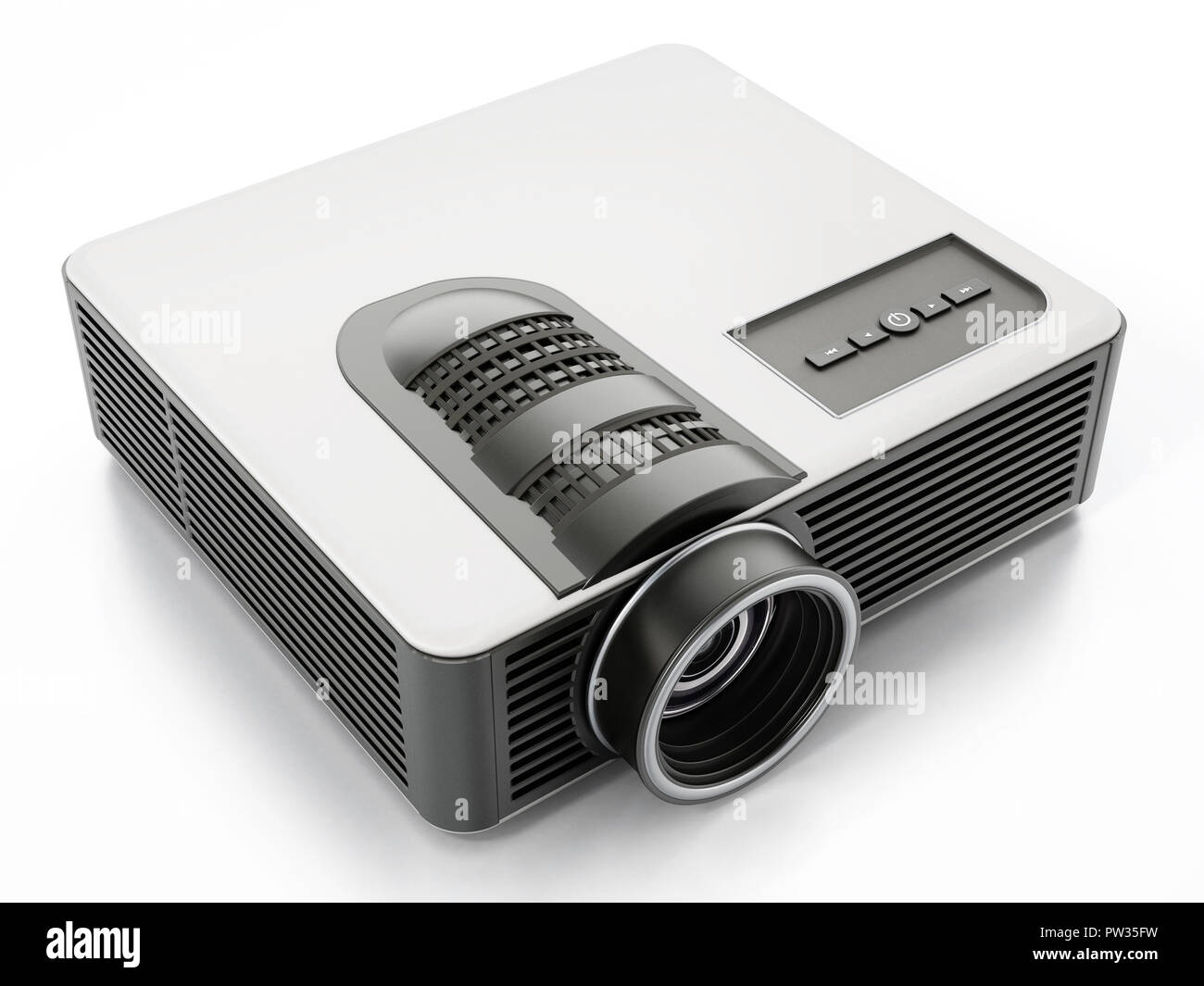 Generic projector isolated on white background. 3D illustration Stock ...
