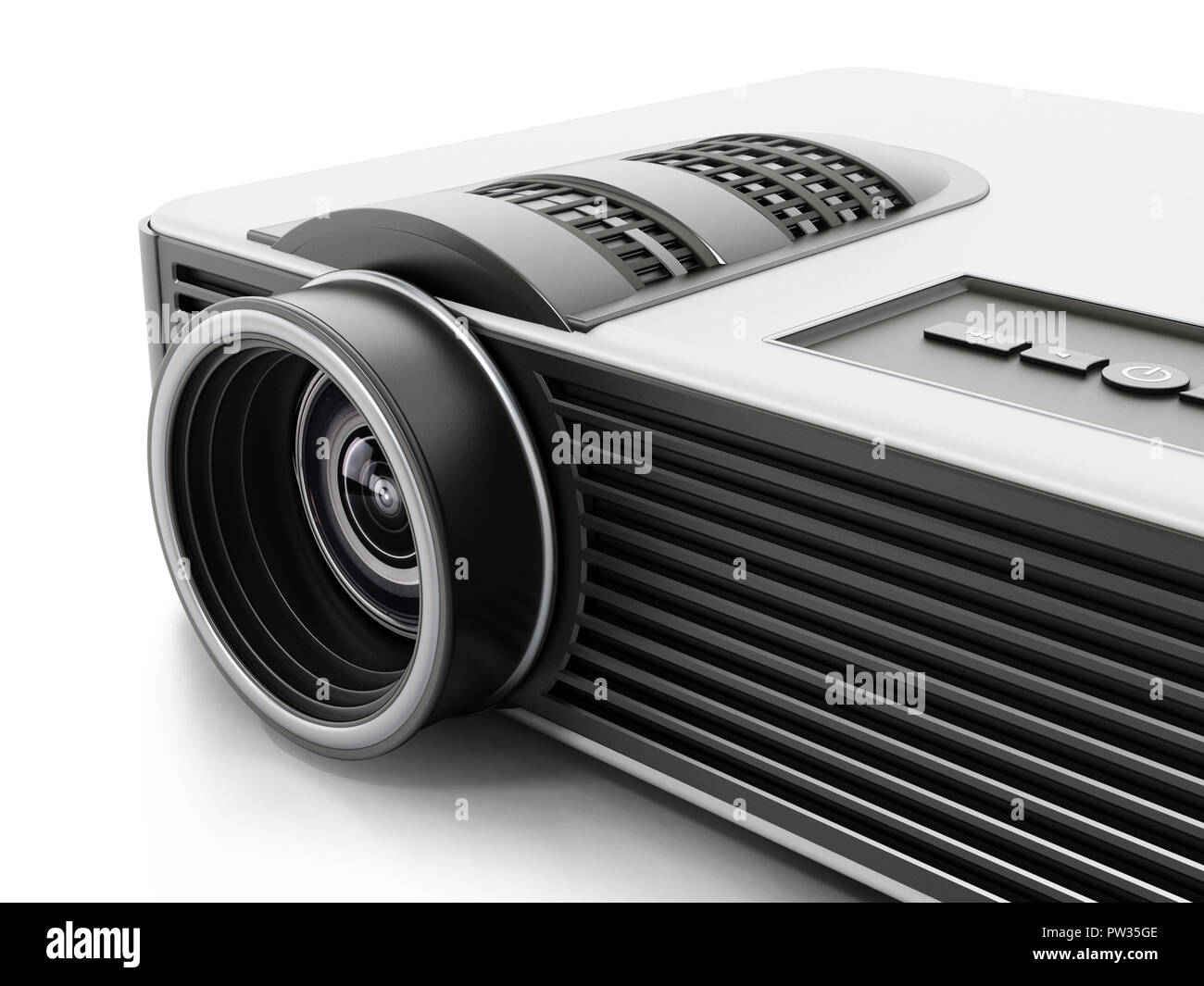 Generic projector isolated on white background. 3D illustration Stock ...