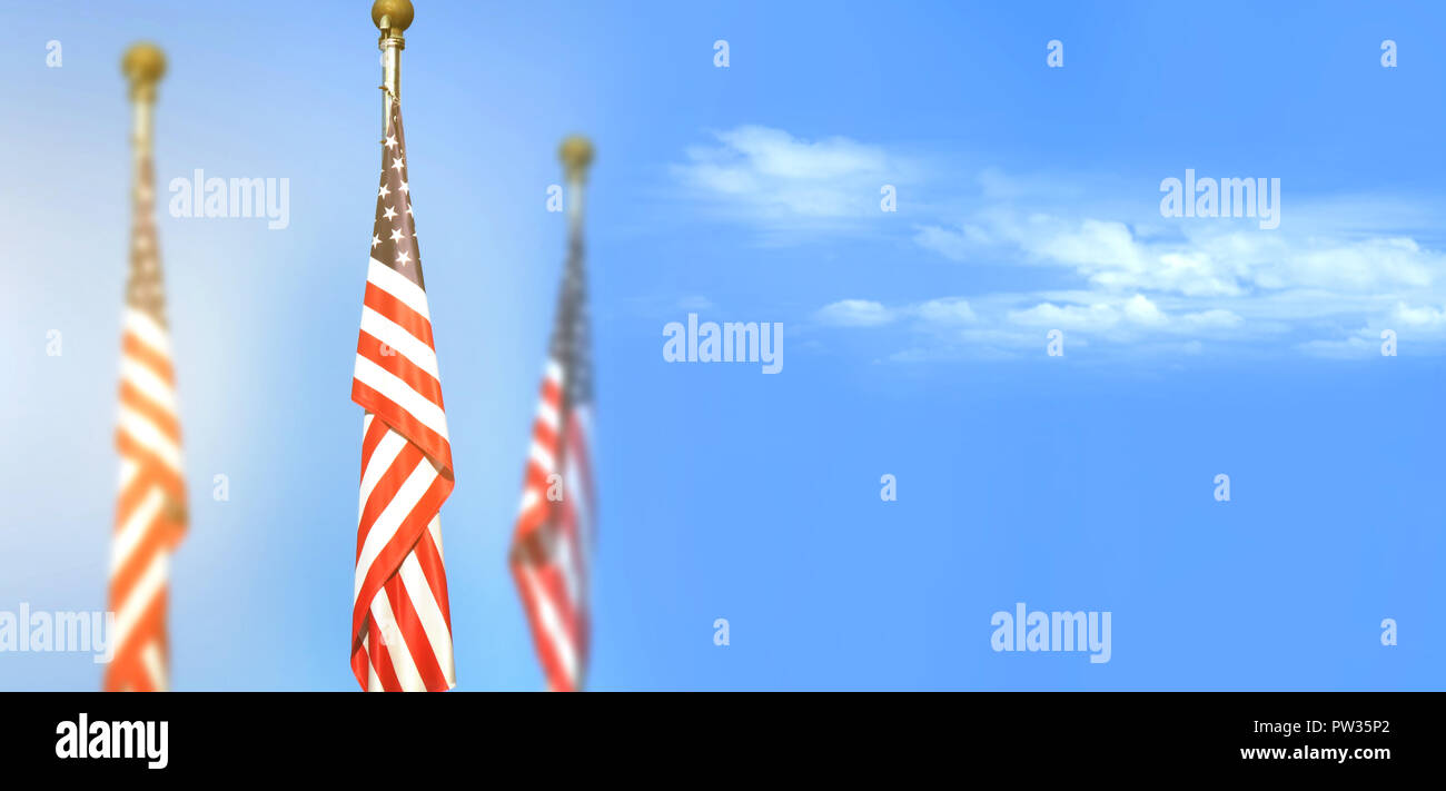 flag of America against the blue sky with sun rays Stock Photo - Alamy