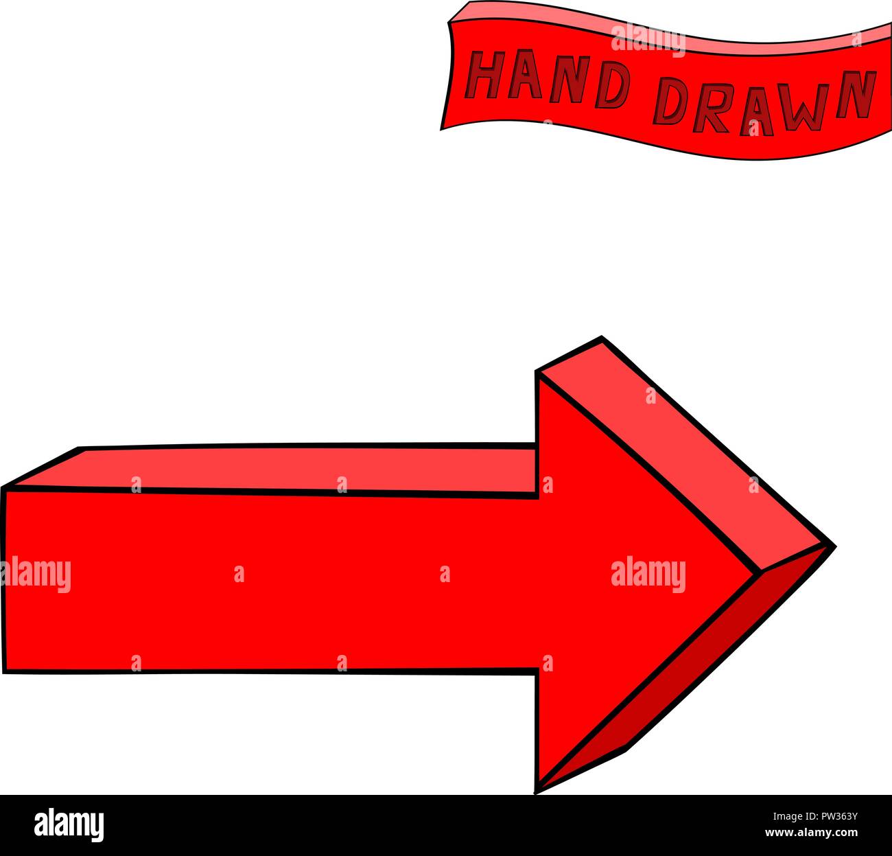 Red arrow. Next straight sign. Hand drawn sketch Stock Vector Image ...