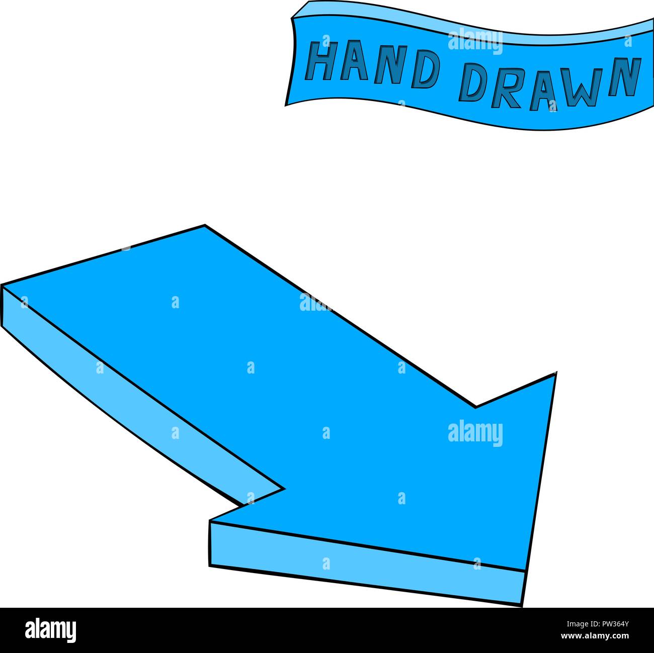 Arrow. Blue Down sign. Hand drawn sketch Stock Vector Image & Art - Alamy