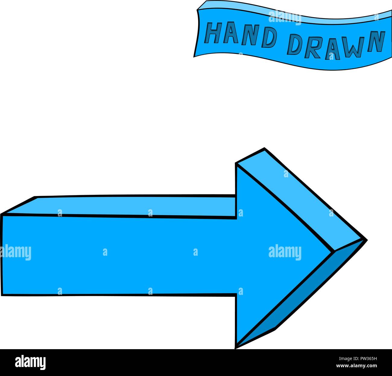 Blue arrow. Next straight sign. Hand drawn sketch Stock Vector Image ...