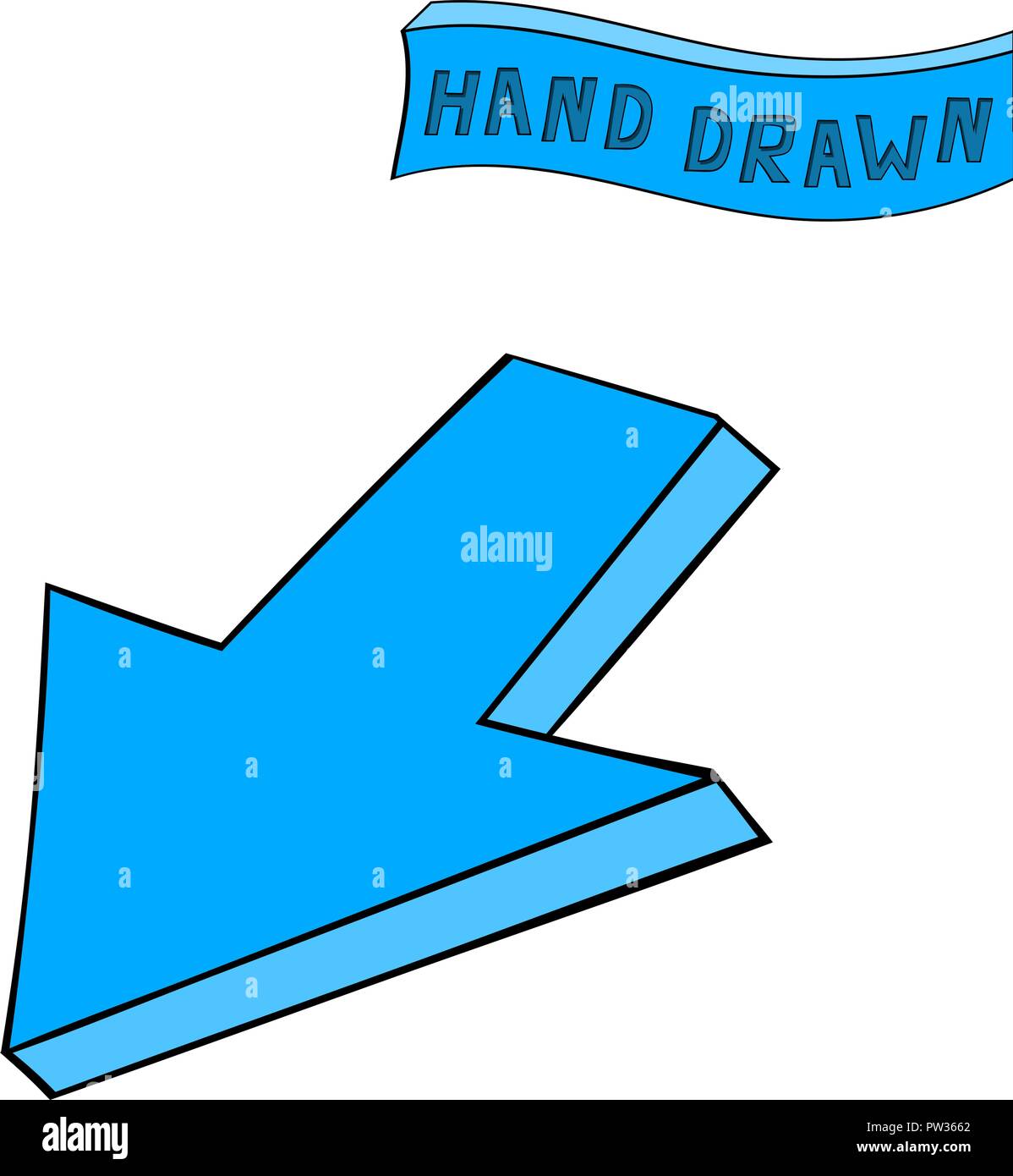 Blue arrow. Down sign. Hand drawn sketch Stock Vector Image & Art - Alamy