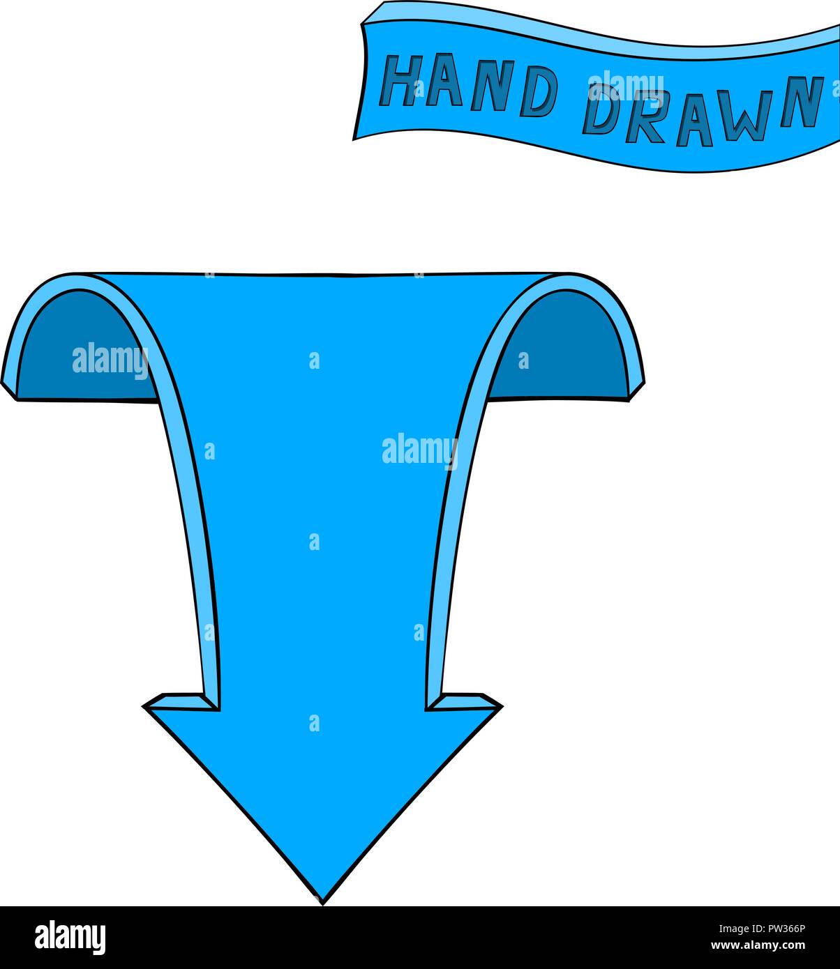 Blue arrow. Down sign. Hand drawn sketch Stock Vector Image & Art - Alamy