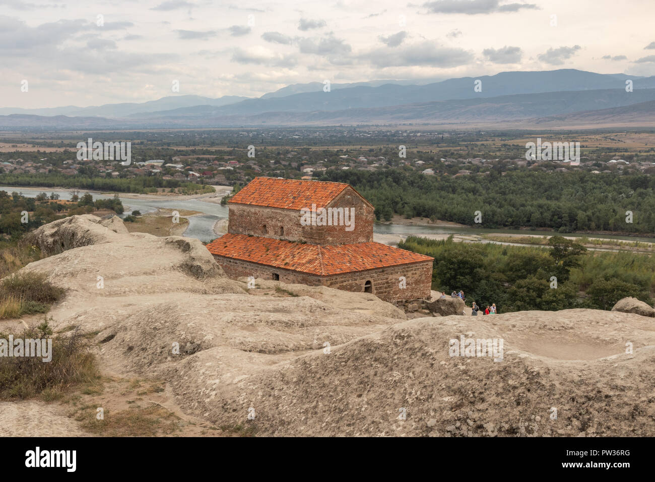 Ancient cave city of Uplistsikhe overlooking the Mtkvari river, in the ...