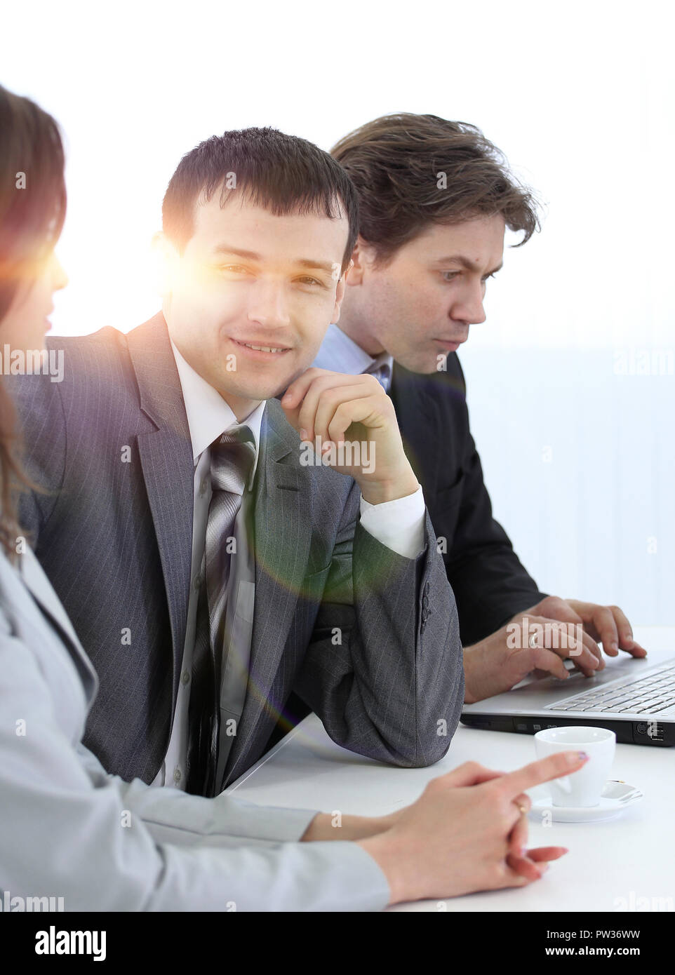 head of business team sitting at Desk Stock Photo - Alamy