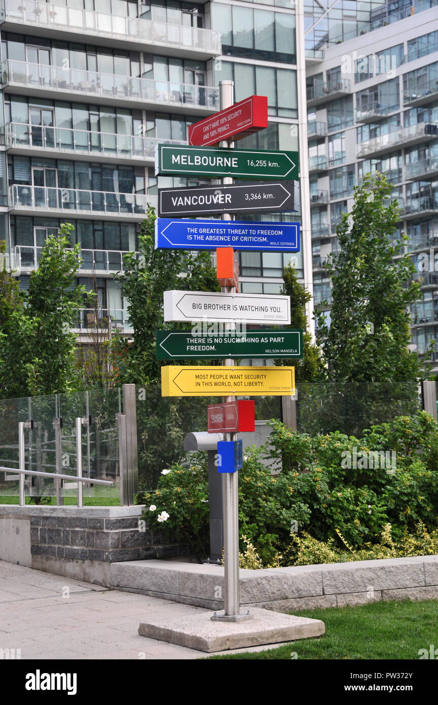 Around Canada - Toronto Direction Signpost Stock Photo - Alamy
