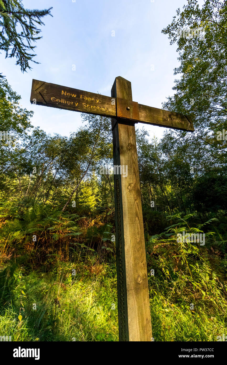 Wooden finger post for New Fancy View and the Cycleway beside the ...