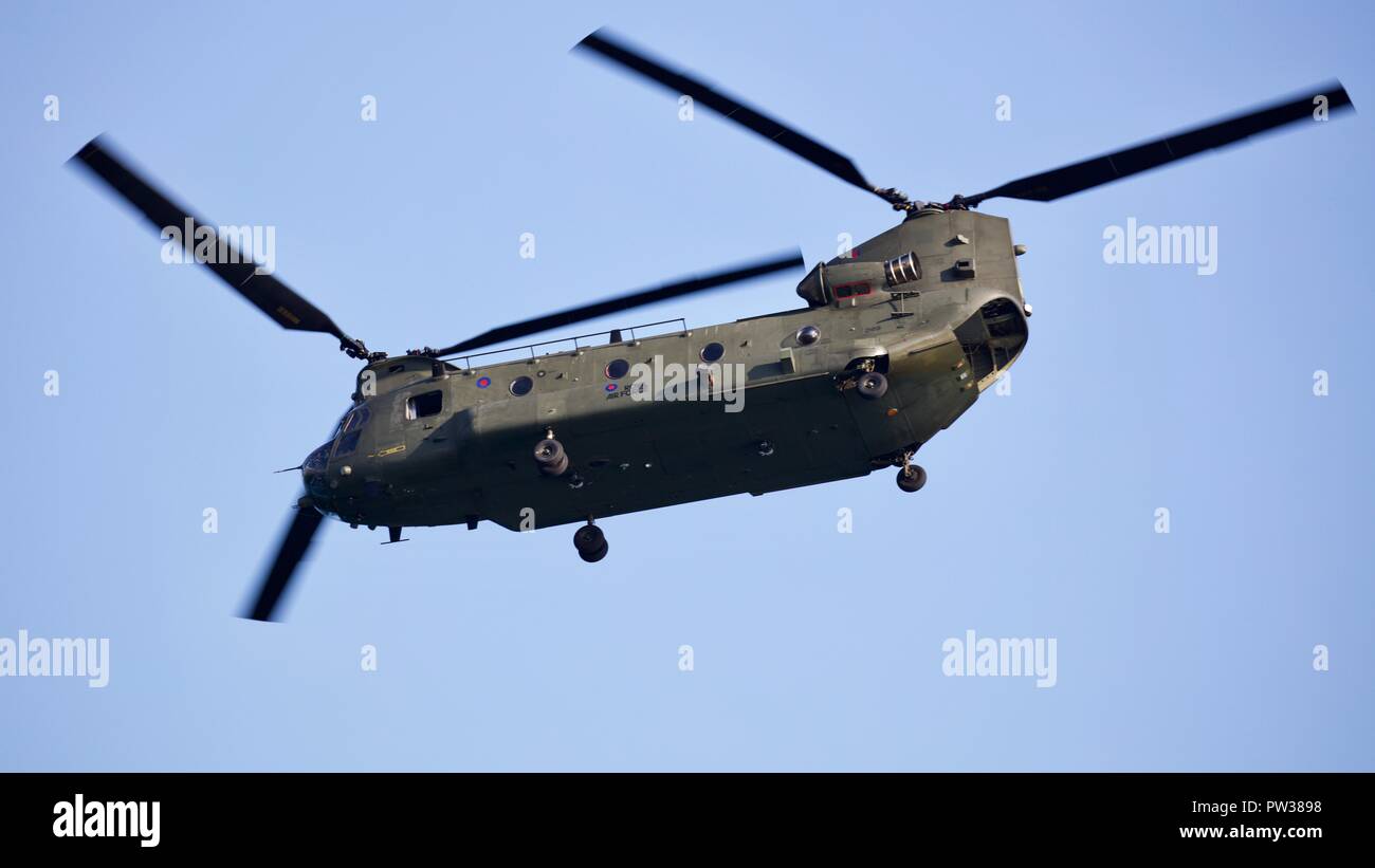 RAF Chinook Display Team performing at the 2018 Bournemouth Air ...
