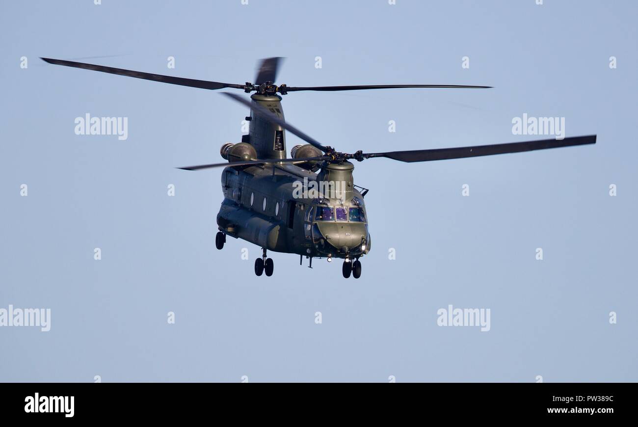 RAF Chinook Display Team performing at the 2018 Bournemouth Air ...