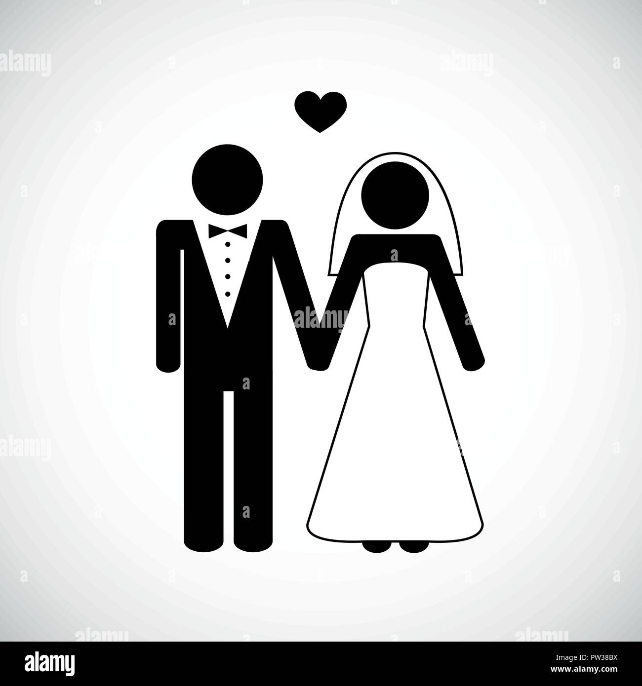 wedding couple pictogram on white background vector illustration EPS10 ...