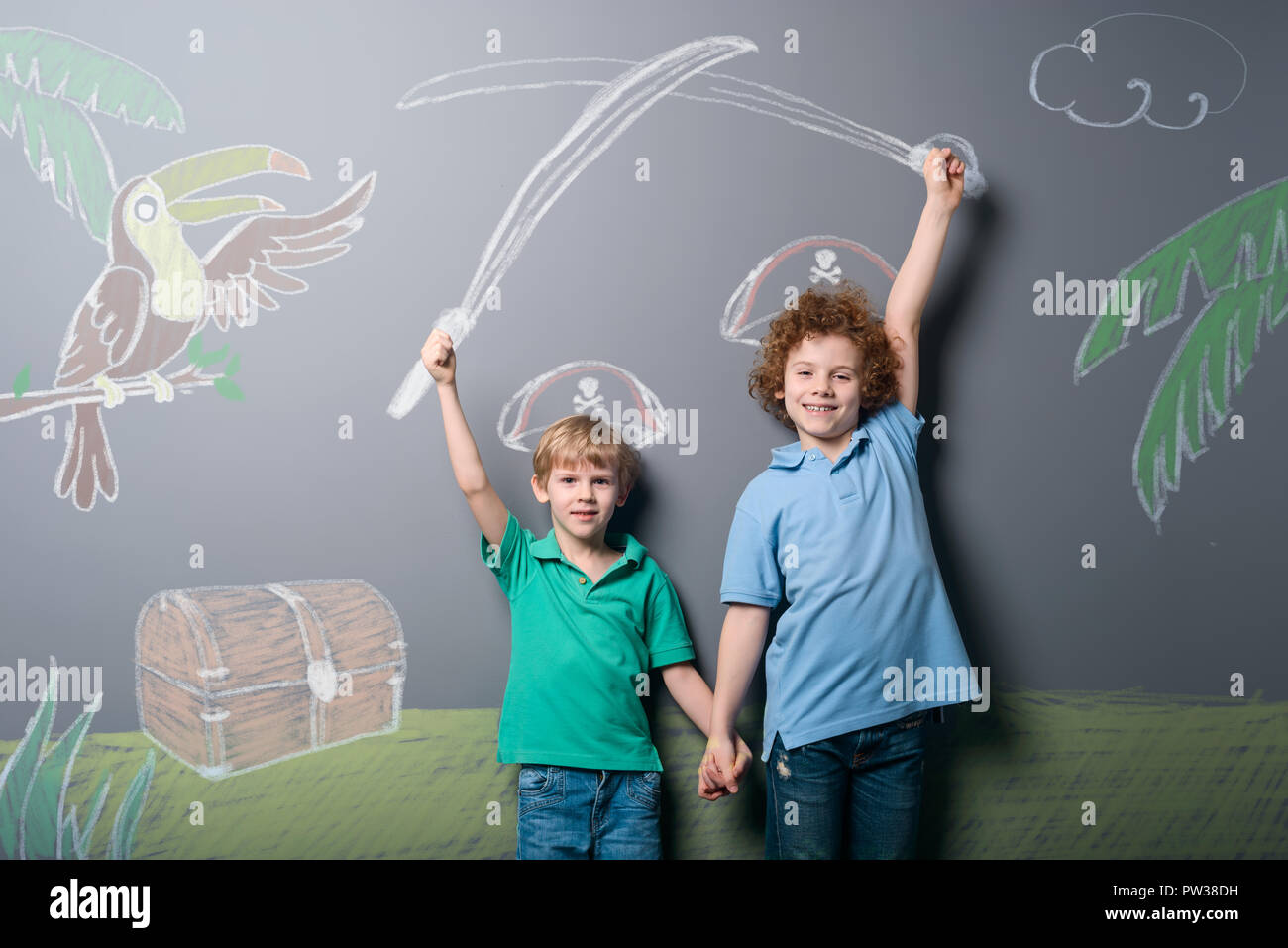 Two pirates with sabers Stock Photo - Alamy