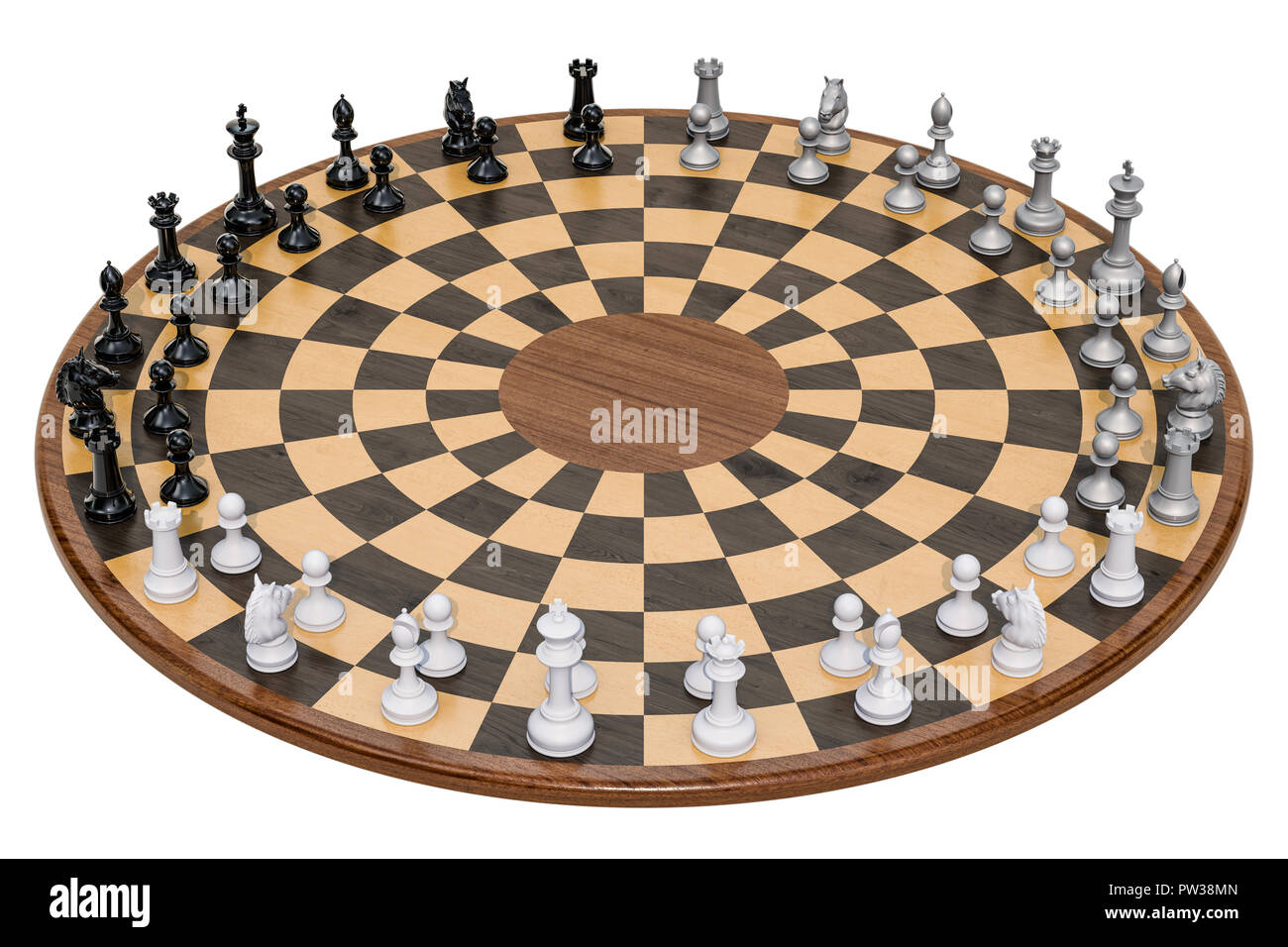 Wooden Three Player Chess. 3D rendering isolated on white background ...
