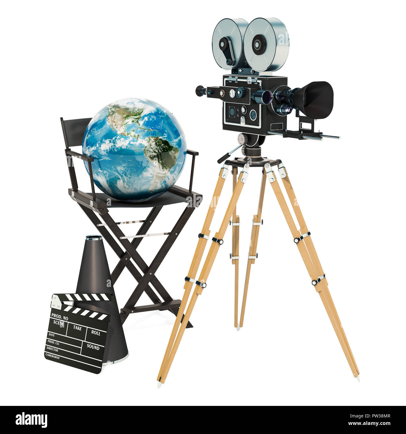 World cinematography, global film industry concept. 3D rendering ...