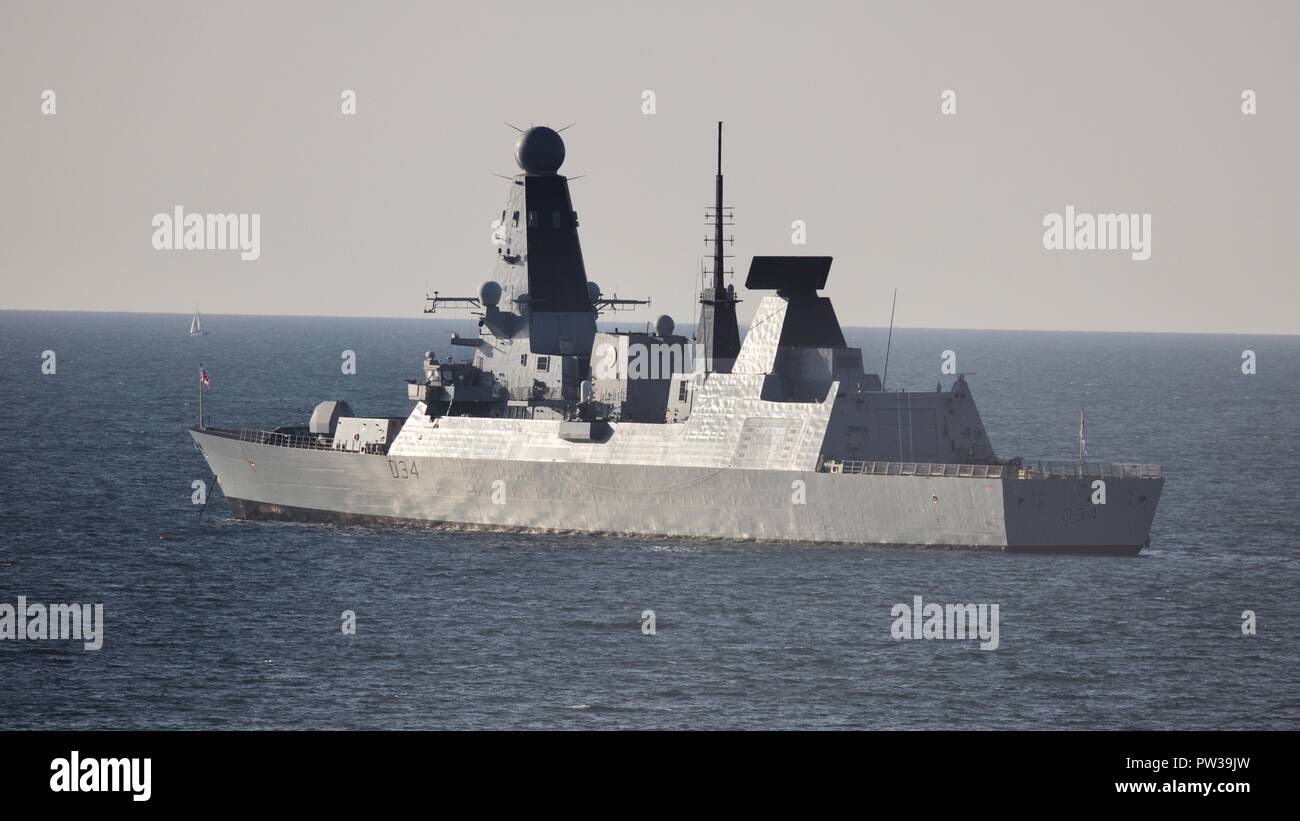The British Royal Navy Type 45 Destroyer HMS Diamond taking part in the ...