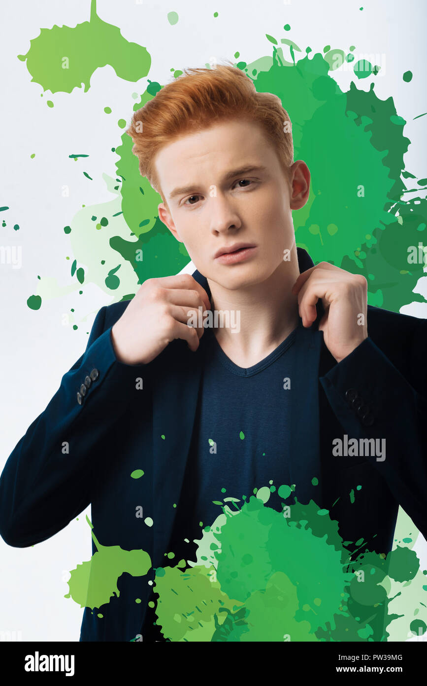 Serious doubtful guy getting ready Stock Photo - Alamy