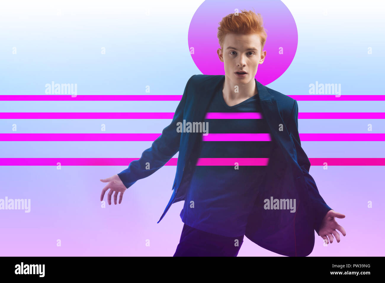 Successful enthusiastic guy calling Stock Photo - Alamy