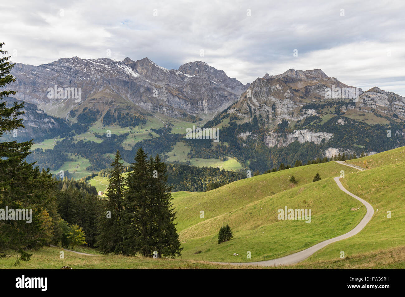 Hiking on mount Brunni at Engelberg in the Swiss alps in summer Stock ...