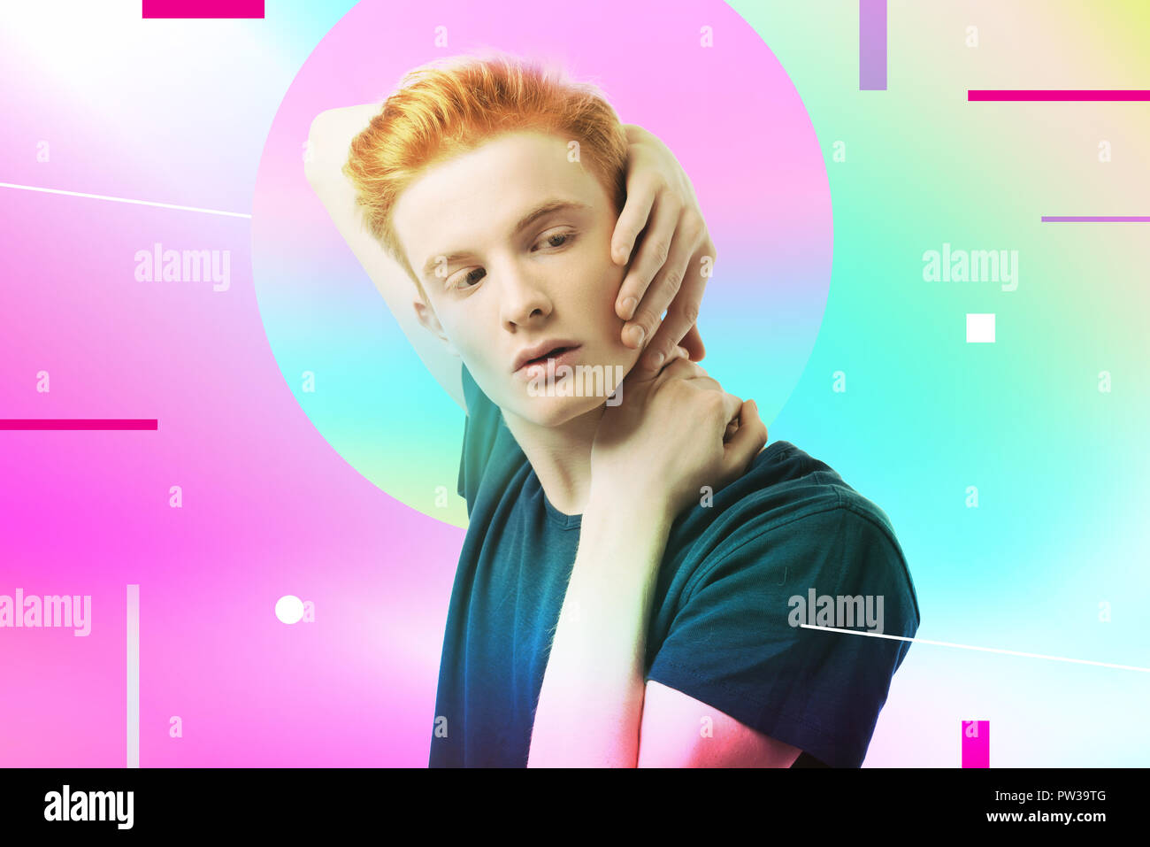 Curious student visiting a gallery and looking interested Stock Photo ...