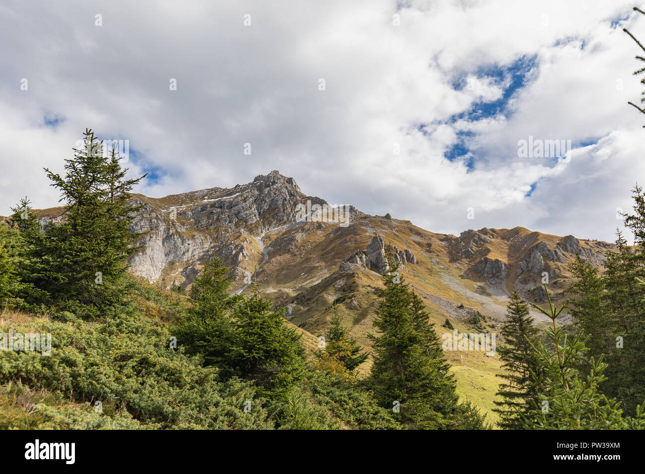 Hiking on mount Brunni at Engelberg in the Swiss alps in summer Stock ...