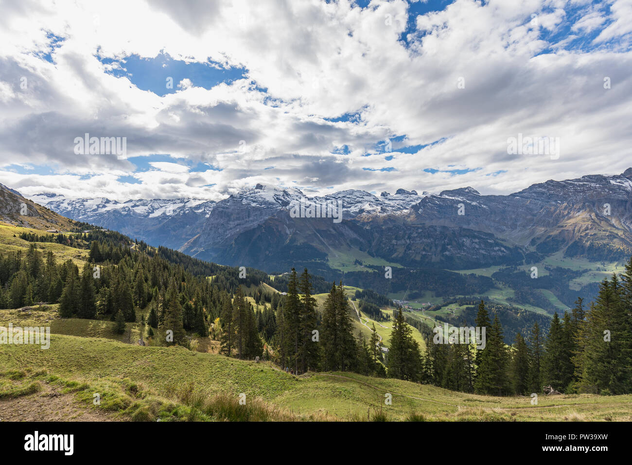Hiking on mount Brunni at Engelberg in the Swiss alps in summer Stock ...