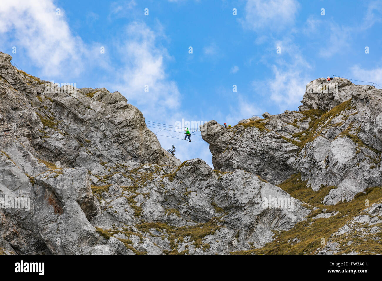 Climbing on mount Brunni at Engelberg in the Swiss alps in summer Stock ...