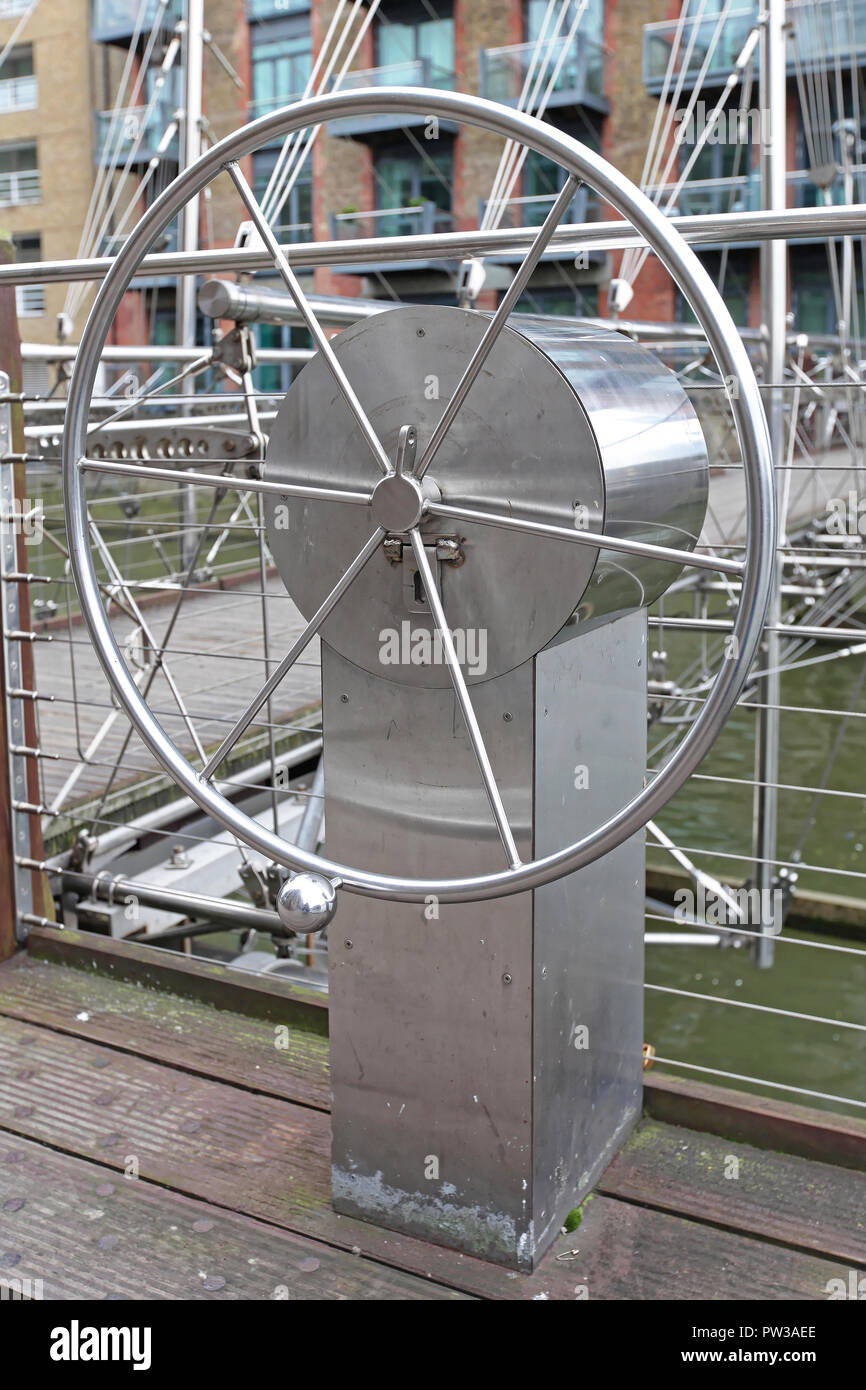 Steering Wheel Control for Movable Suspension Bridge Over Canal Stock ...