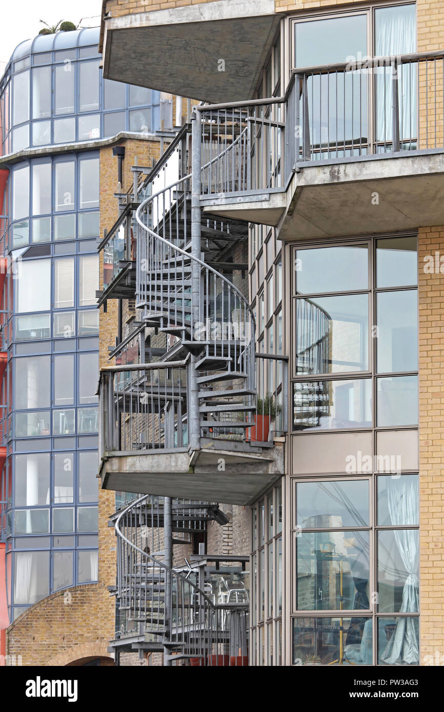 External Spiral Staircase Made From Steel Fire Escape Safety Stock ...