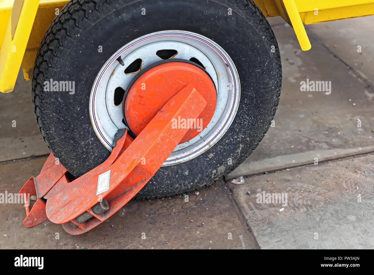 Wheel Clamp Boot Prevent Trailer From Being Moved Safety Stock Photo ...